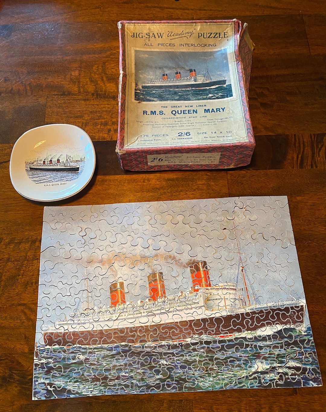 Vintage RMS Queen Mary Memorabilia Gift a Vintage Wooden Jigsaw 175 ...