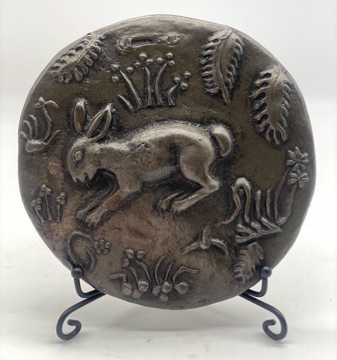 Beautifully Made Cold Cast Metal Wall Plaque With Leaping Hare ...
