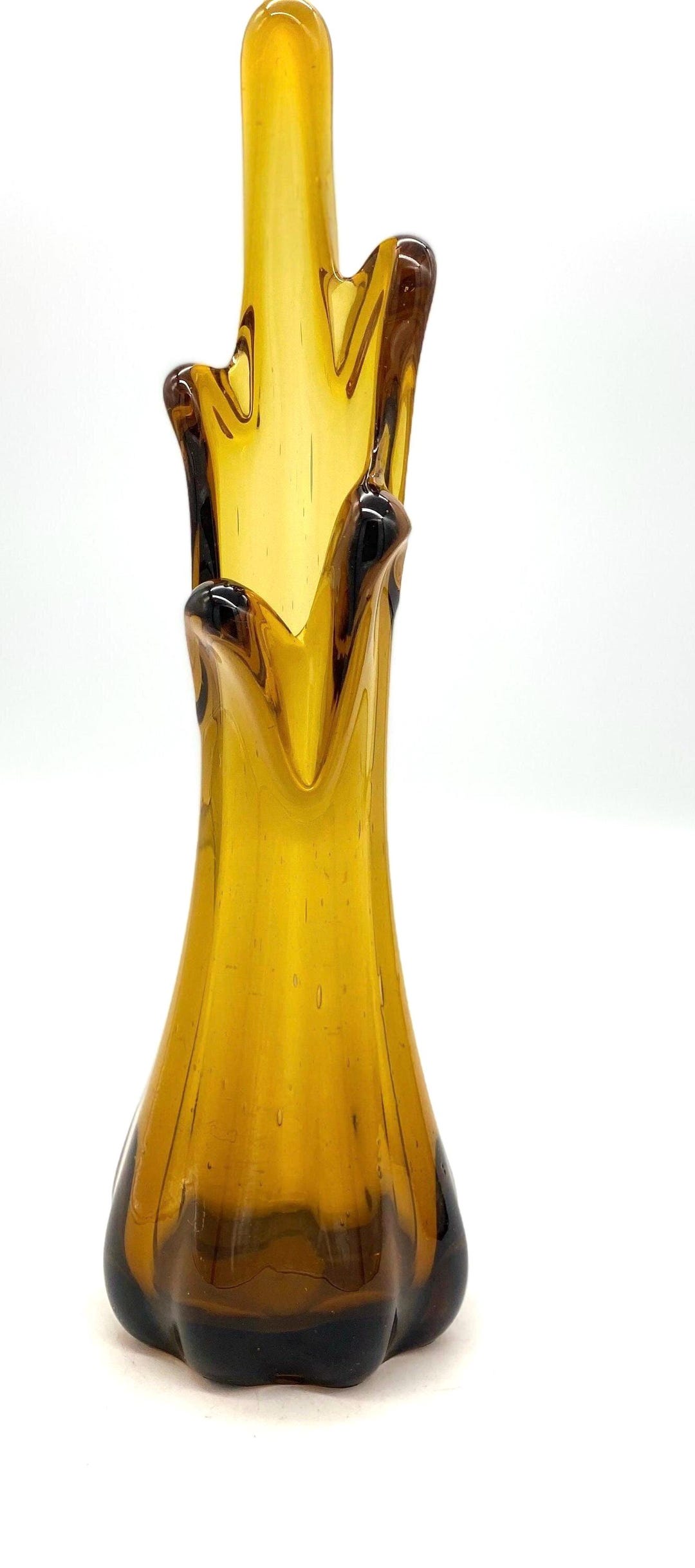 Very Stylish Amber Swung Vase. This is a Beautiful Colour and Measures ...