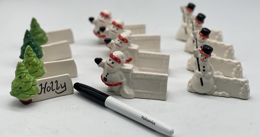 Vintage Handpainted Ceramic Christmas Table Placeholders X 4 Supplied ...