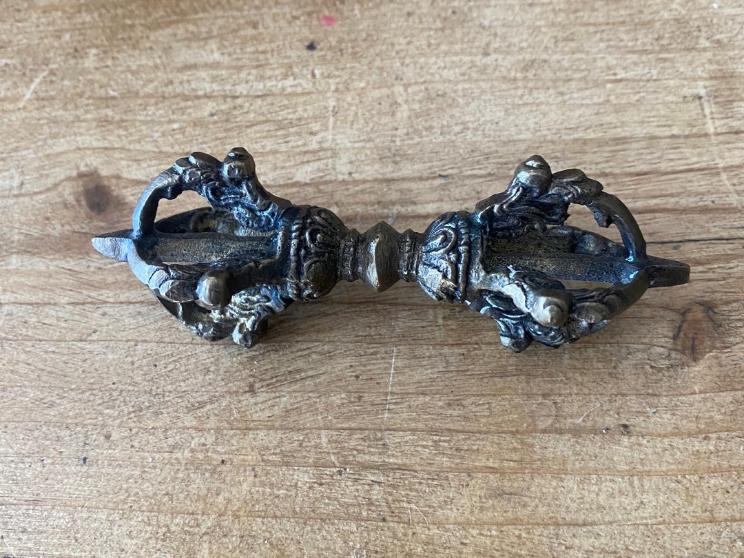 1960’s Solid Brass Vajra, Dorje Measuring 9cm. Patination With Age ...