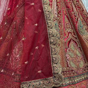 Maroon Red Silk Bridal Lehenga Choli With Embroidery Sequence Work and ...