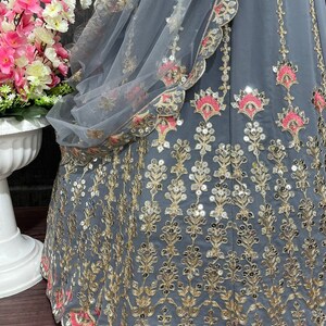 Designer Grey Georgette Lehenga Choli With Georgette Material and ...