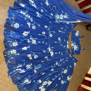 Printed Blue Georgette Lehenga Choli With Printed Floral Work and Four ...