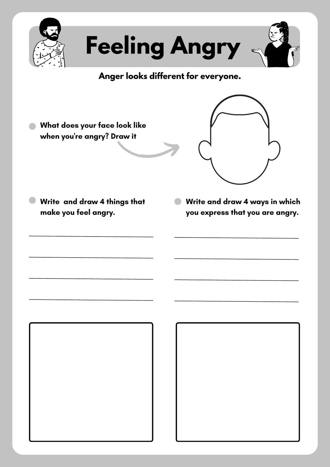 Expressing Anger Worksheet for Kids Therapy Tools - Etsy UK