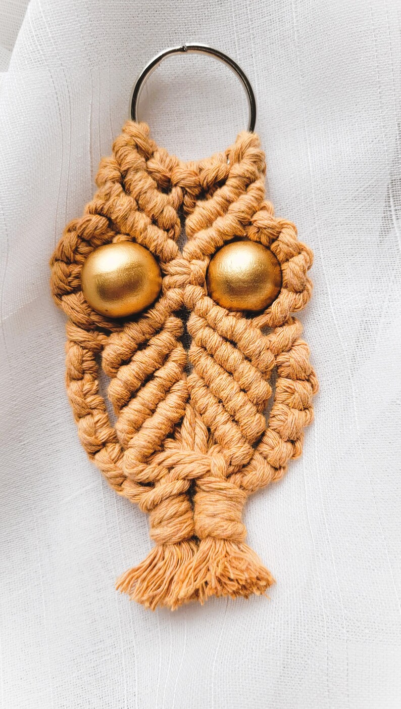 Owl Keychain, Macrame Owl Keychain, Macrame Owl, Owl Charm, Macrame Charms, Owl Zipper Charm ...