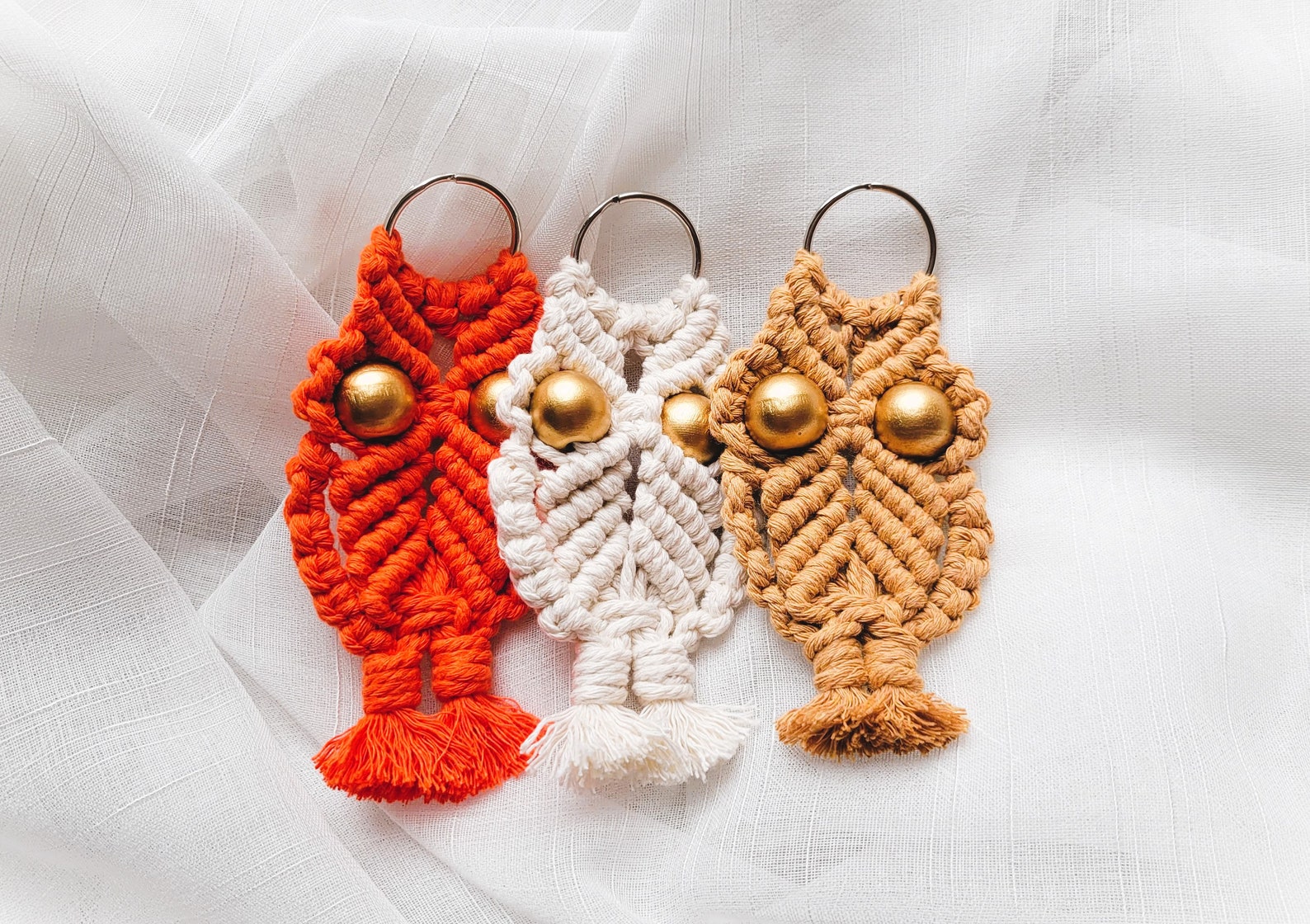 Owl Keychain, Macrame Owl Keychain, Macrame Owl, Owl Charm, Macrame ...