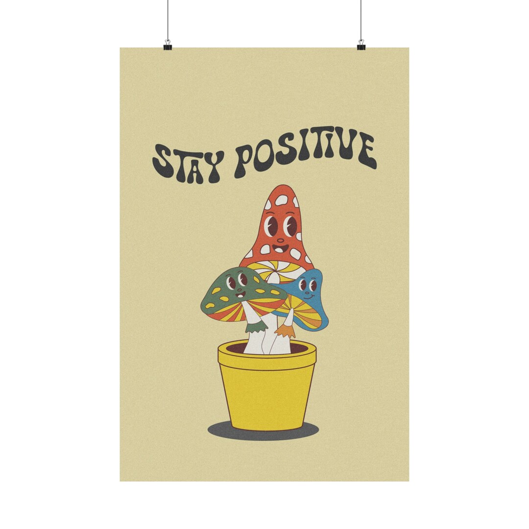 Retro Wall Art, Stay Positive, Retro Quote Print, Trendy Wall Art ...