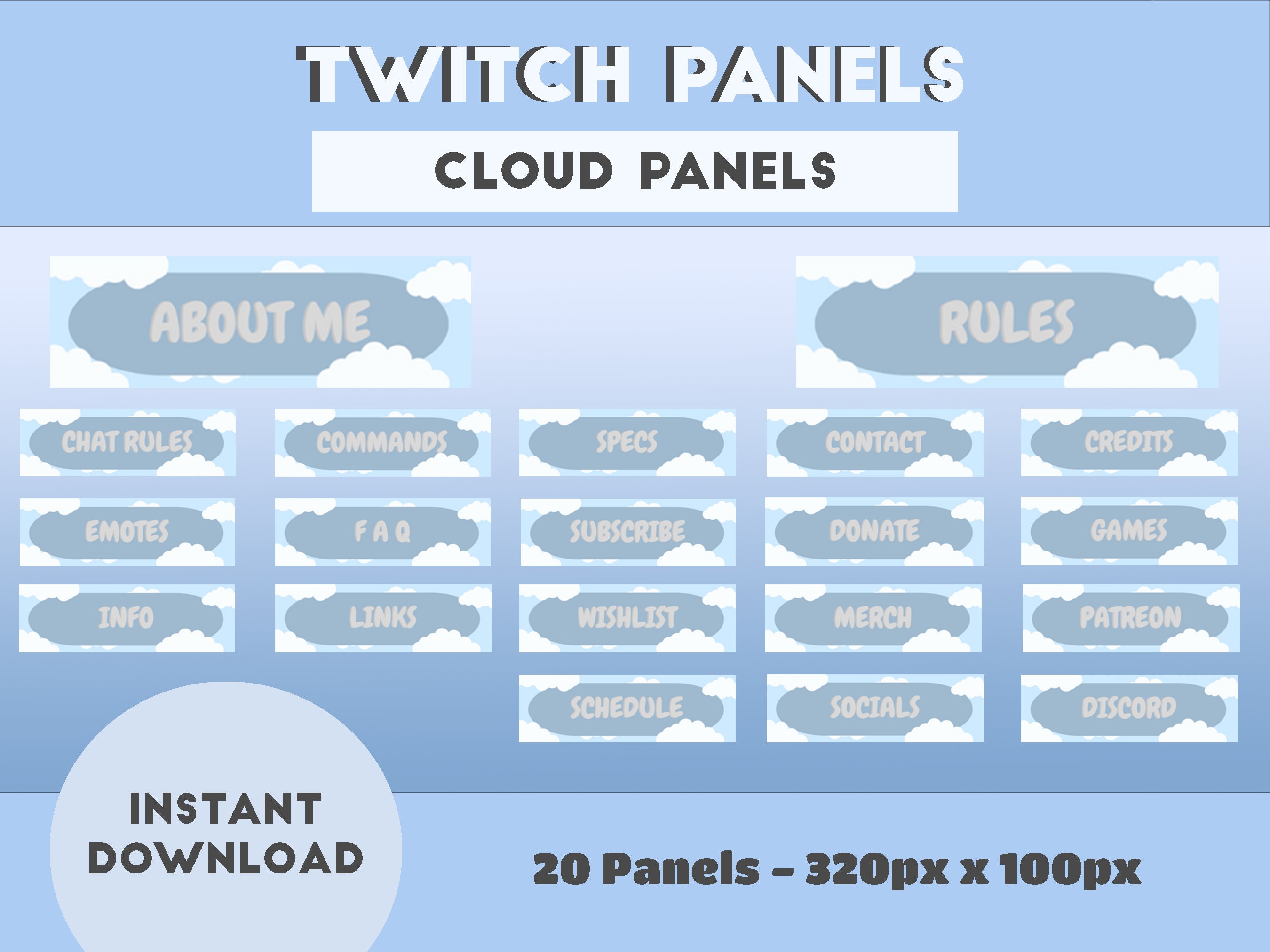 Simple Cloud Panels I Twitch Cloud Panels I - Etsy