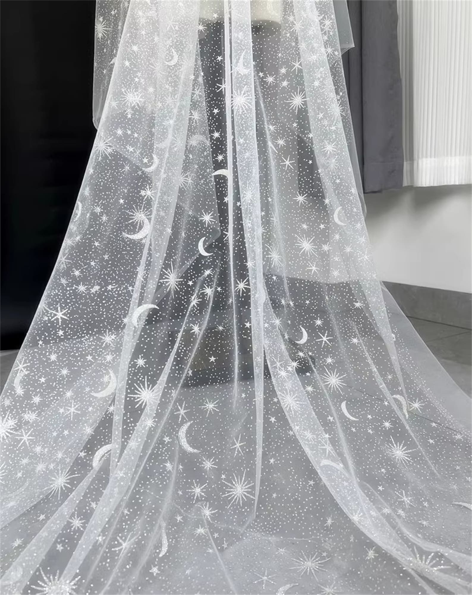 Elegant Bridal Veil Fabric Glitter Wedding Dress Fabric Shiny Fabric ...