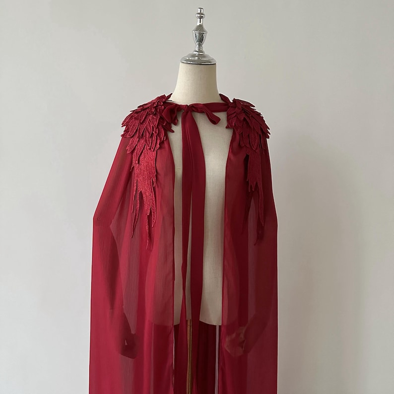 Magical Witch's Cloak in Burgundy, Unique Chiffon Winged Cloak for ...