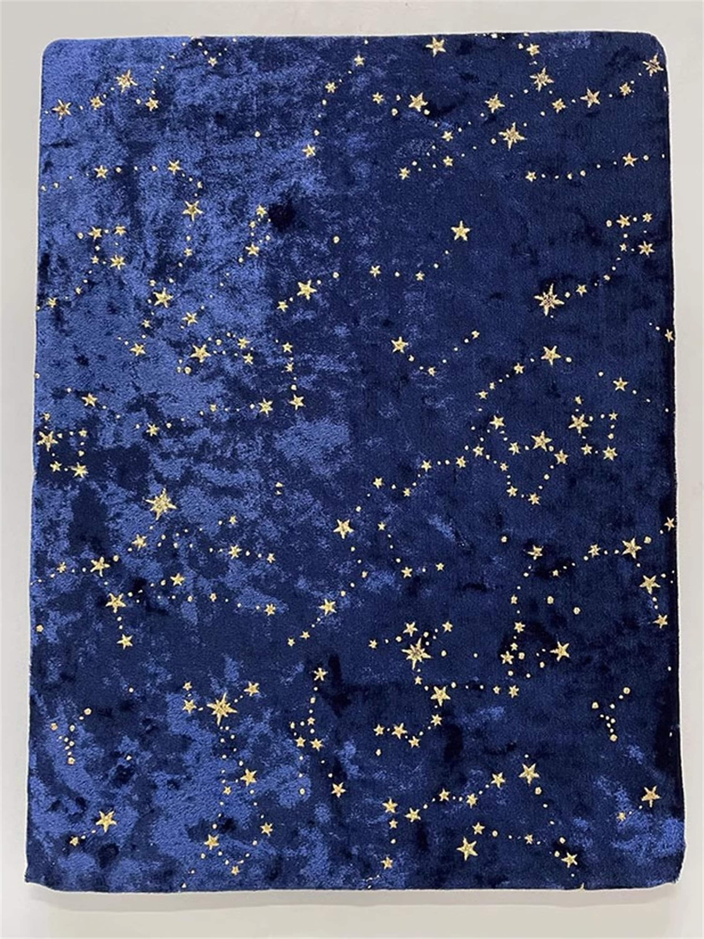 Dark Blue Small Gold Stars Velvet Fabric Soft Handmade Fabric for Cloak ...