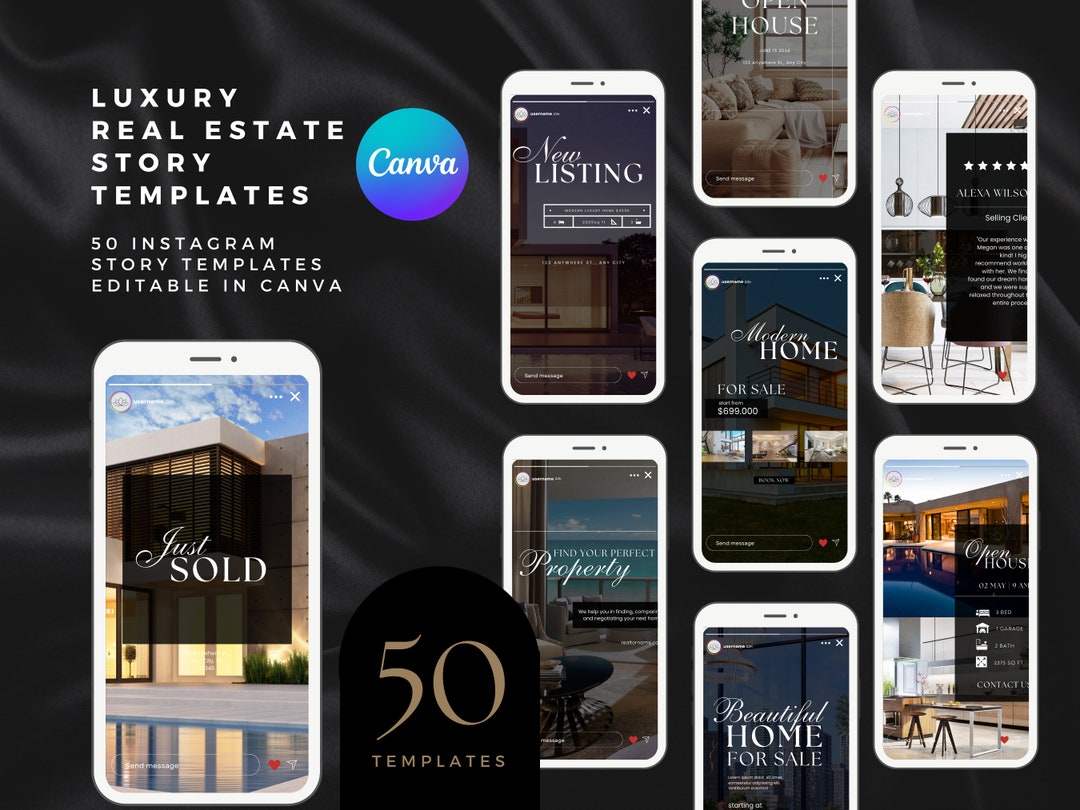 Real Estate Instagram Story Templates: Luxury Realtor Designs (canva ...