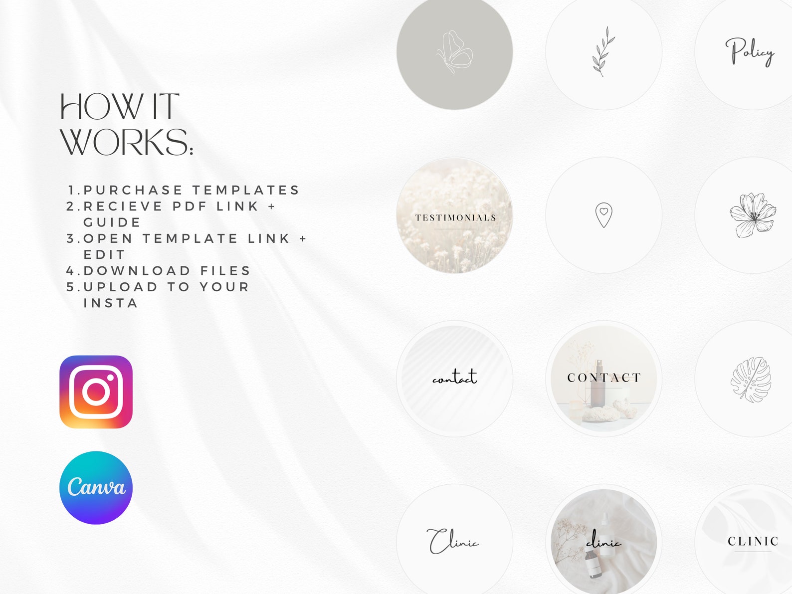 Canva Instagram Highlight Covers White Minimalist IG Story Skincare ...
