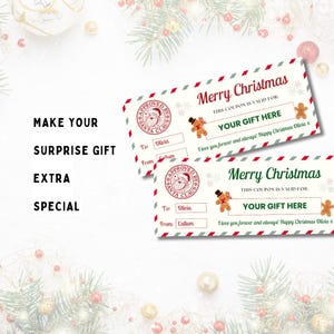 Editable Christmas Coupon Template Printable Gift Certificate for ...