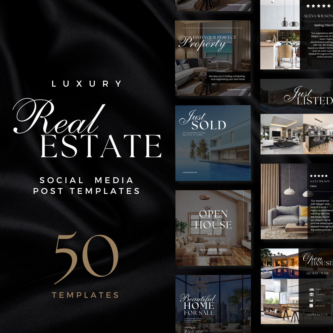 Luxury Real Estate Instagram Post Templates for Canva - Etsy