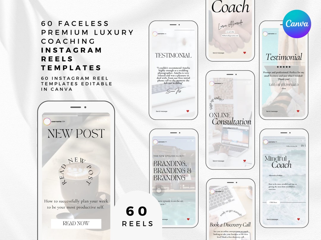 Faceless Reels Instagram Templates Coaching Videos Included Aesthetic ...