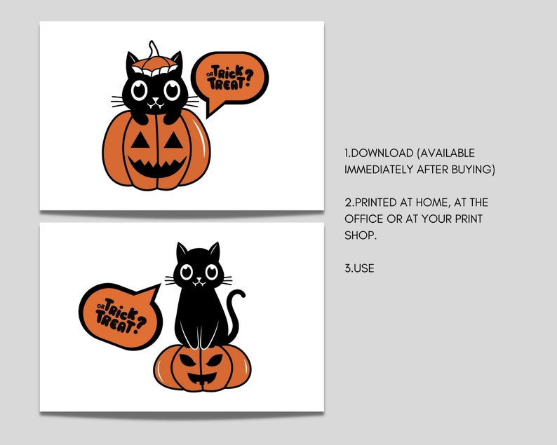 Printable Halloween Cards, Halloween Card Set (4 Cards), Happy ...