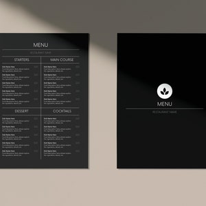 Bar Menu Template, Menu Card, Printable Restaurant Menu Template ...