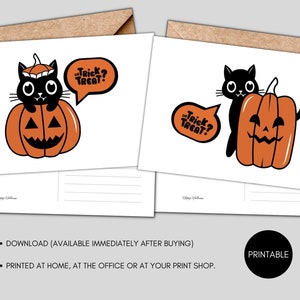 Printable Halloween Cards, Halloween Card Set (4 Cards), Happy ...