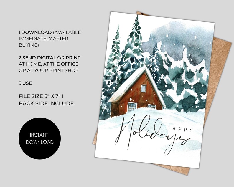 Printable Christmas Card Xmas Card Printable Merry Christmas - Etsy