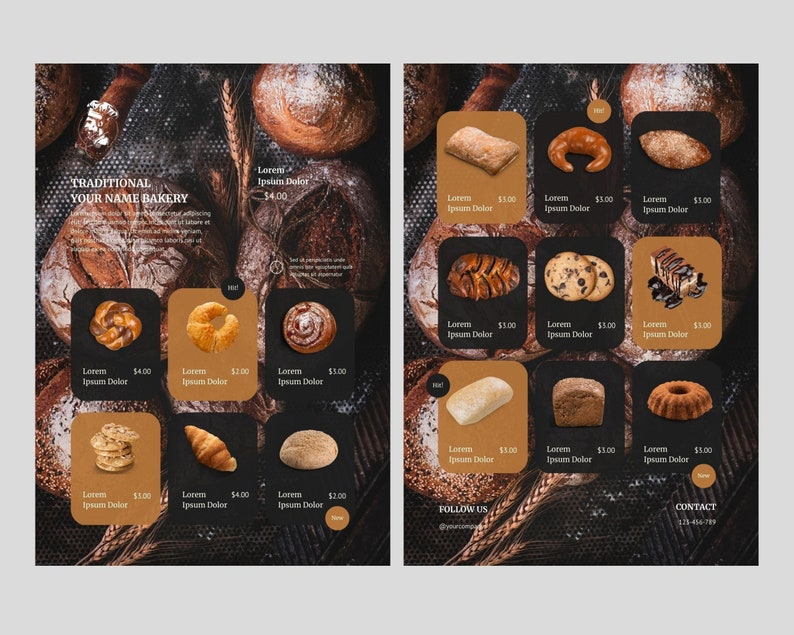 Bakery Menu Template, Editable Food Menu Template, Bakery Price List ...