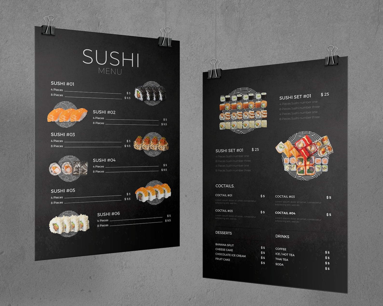 Sushi Menu Template, Editable Japan Food Menu Template, Sushi Food Menu ...
