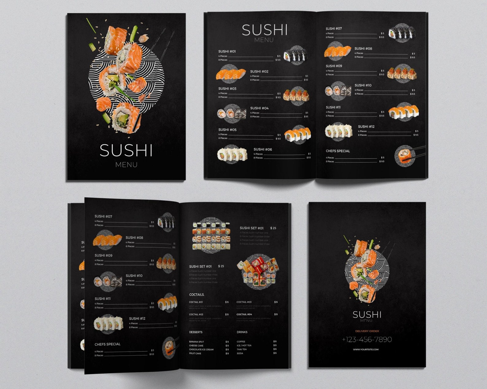 Sushi Menu Template, Editable Japan Food Menu Template, Sushi Food Menu ...