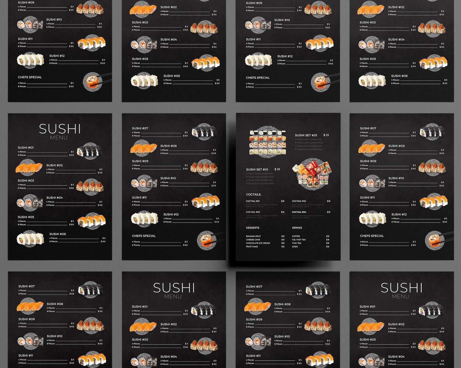 Sushi Menu Template, Editable Japan Food Menu Template, Sushi Food Menu ...