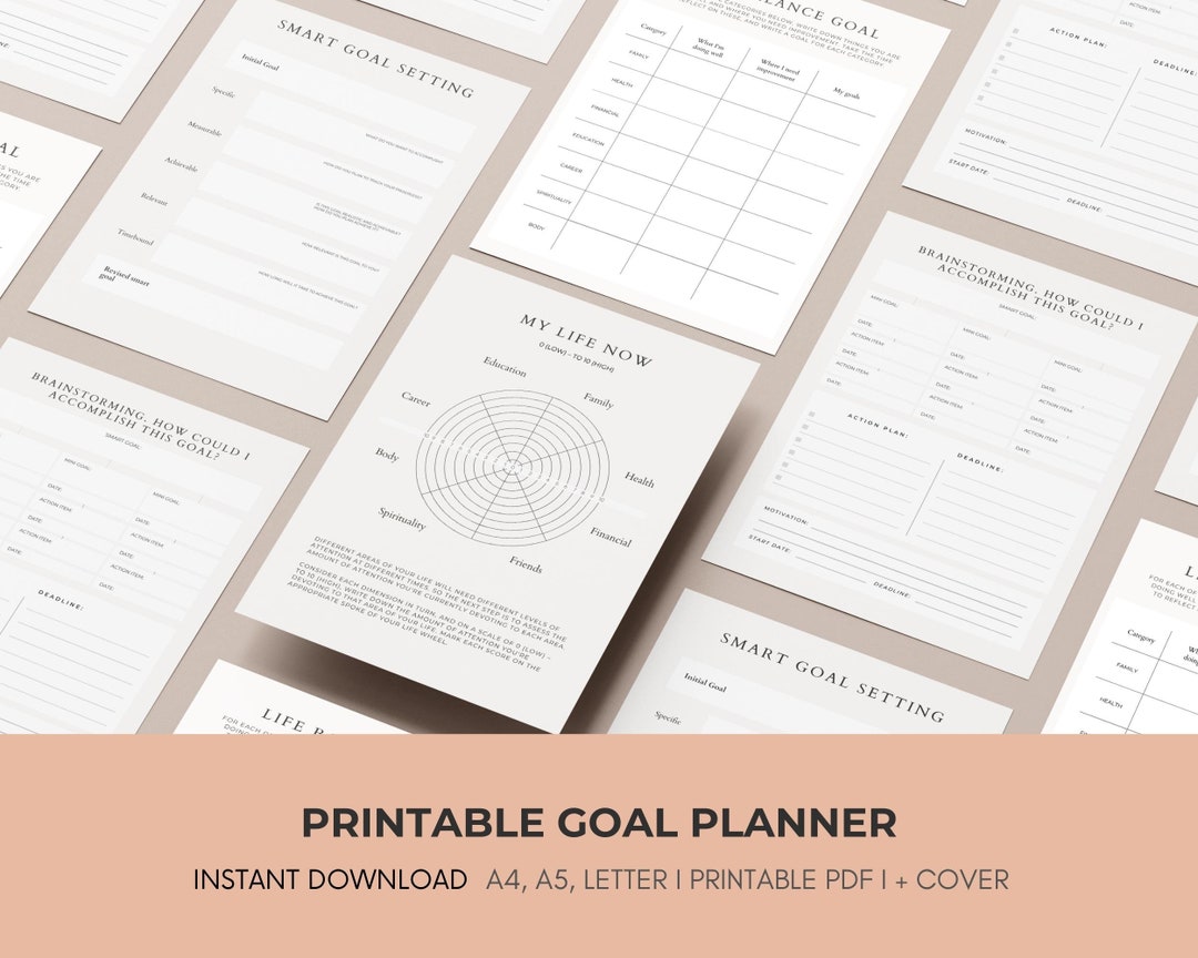 Goal Planner Printable, Goals Journal, SMART Goal Setting, New Year ...