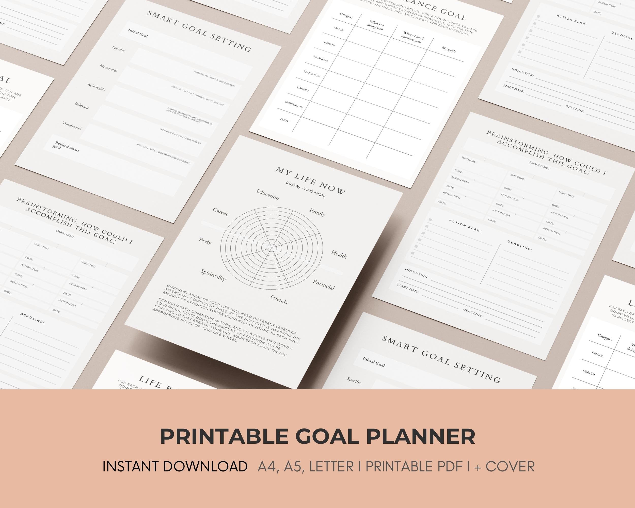 Goal Planner Printable, Goals Journal, SMART Goal Setting, New Year ...