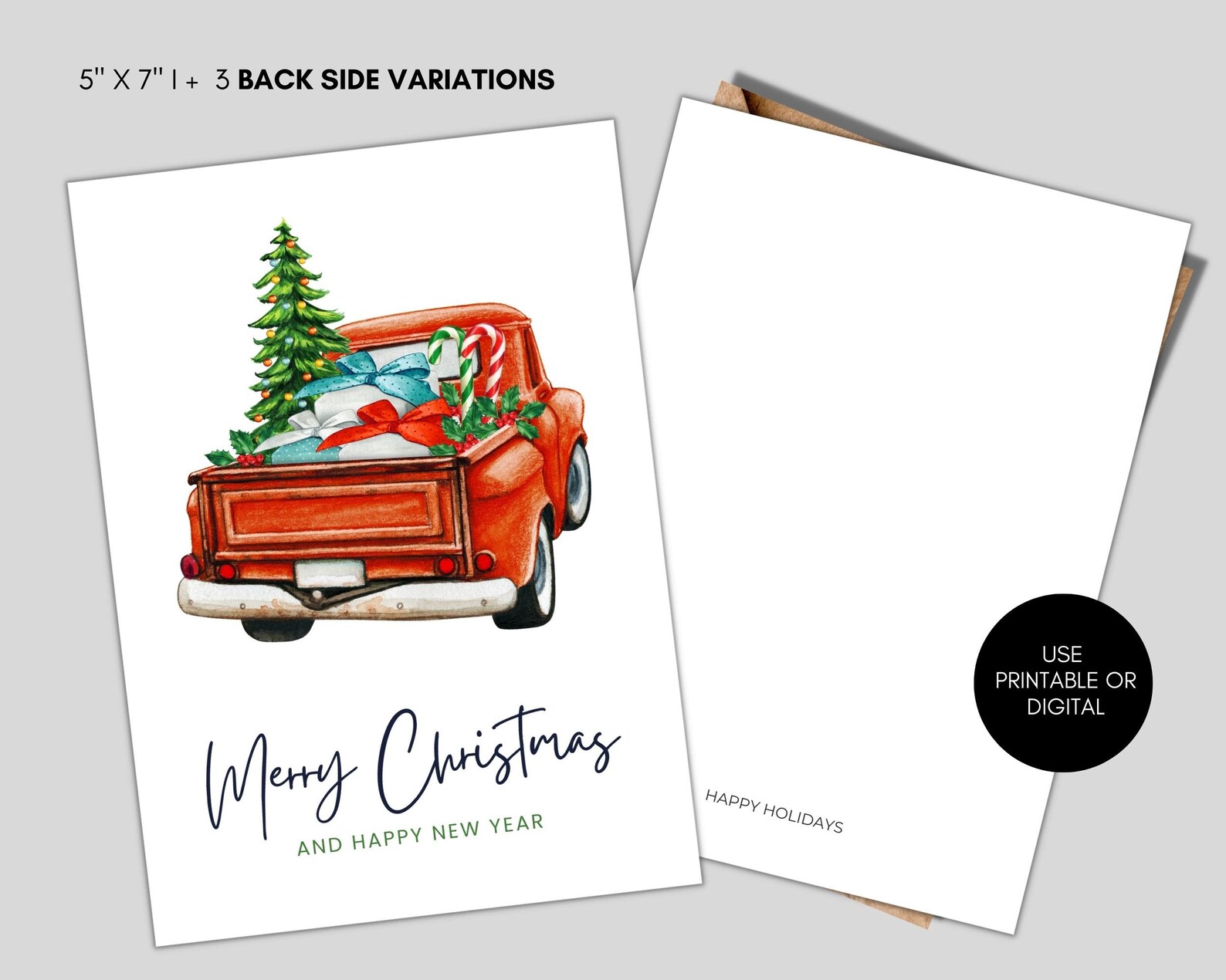 Printable Christmas Card, Xmas Card Printable, Christmas Card With Red ...