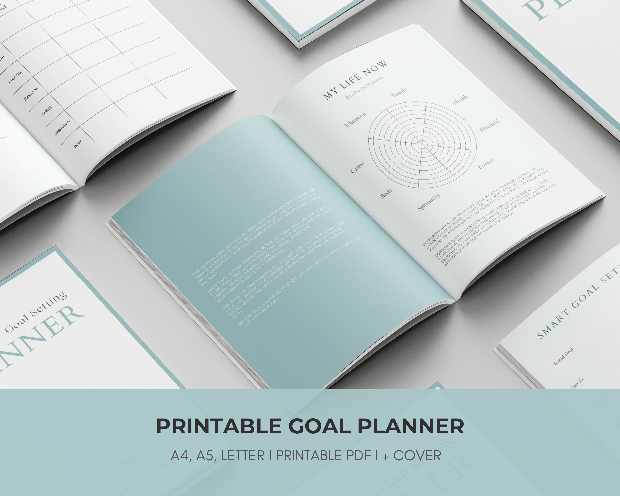 Goal Planner Printable, Goal Journal, SMART Goal Setting, Vision Board ...