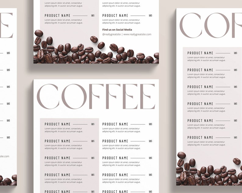 Coffee Shop Pricelist Menu Template, Editable Menu Template, Coffee Bar ...