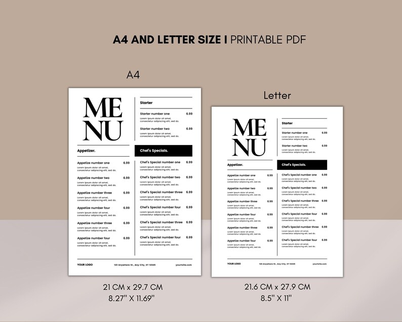 Restaurant Menu Template, Editable Menu Template, Restaurant Food Menu ...