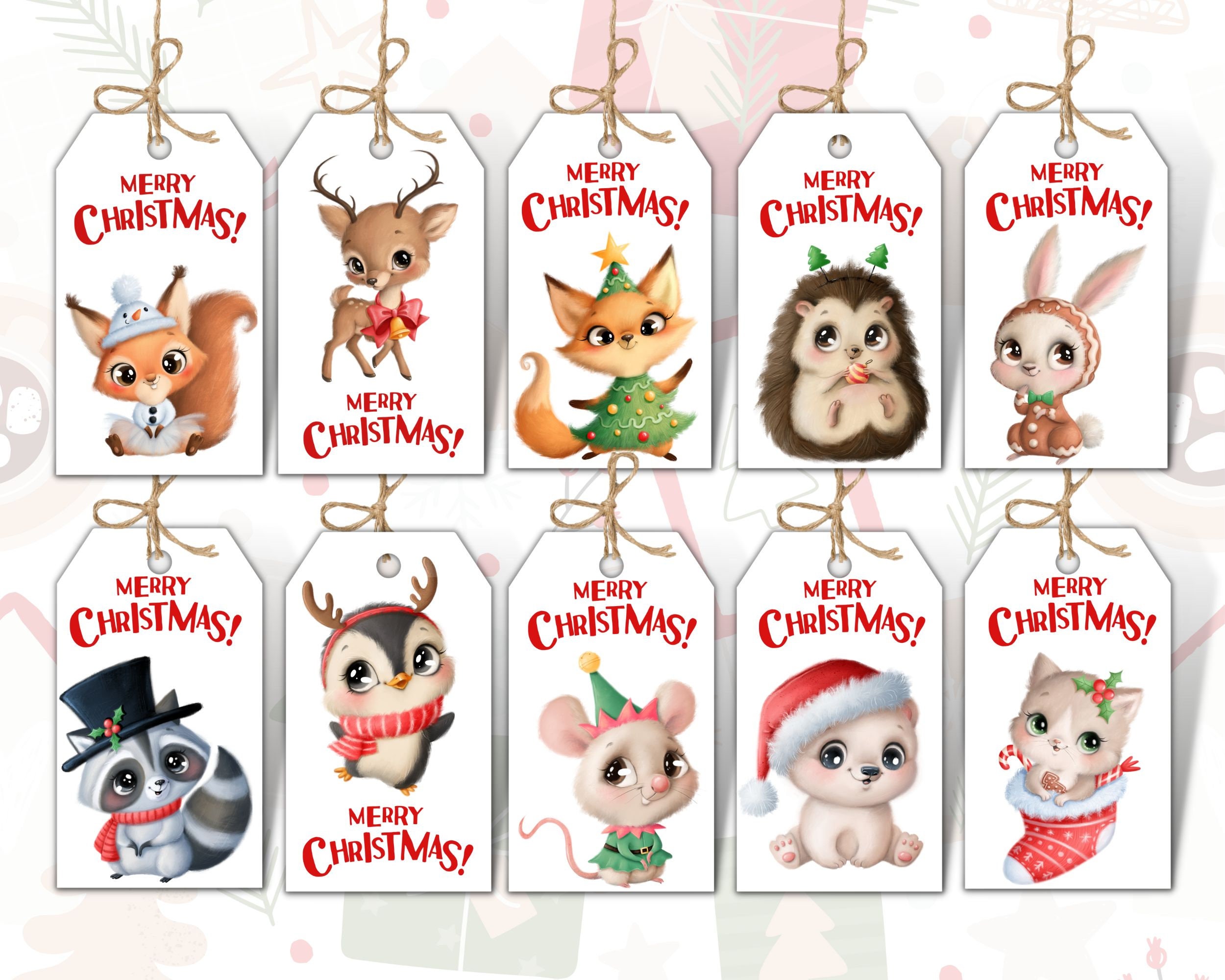 Printable Christmas Gift Tags, DIY Gift Tag, Christmas Tags Animals ...