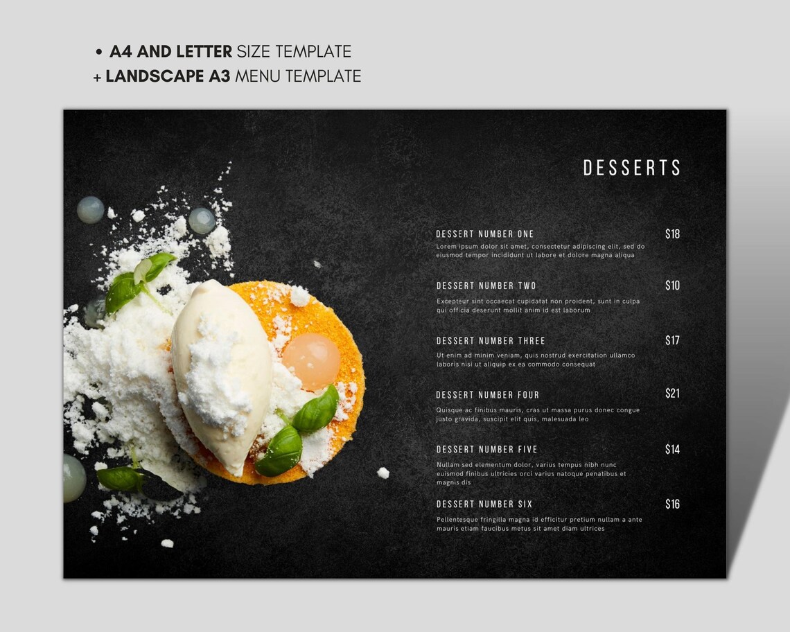 Restaurant Menu Template, Editable Food Menu Template, Restaurant Food ...