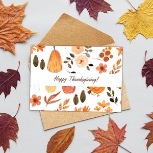 Printable Thanksgiving Card, Happy Thanksgiving Card, Fall Greeting ...