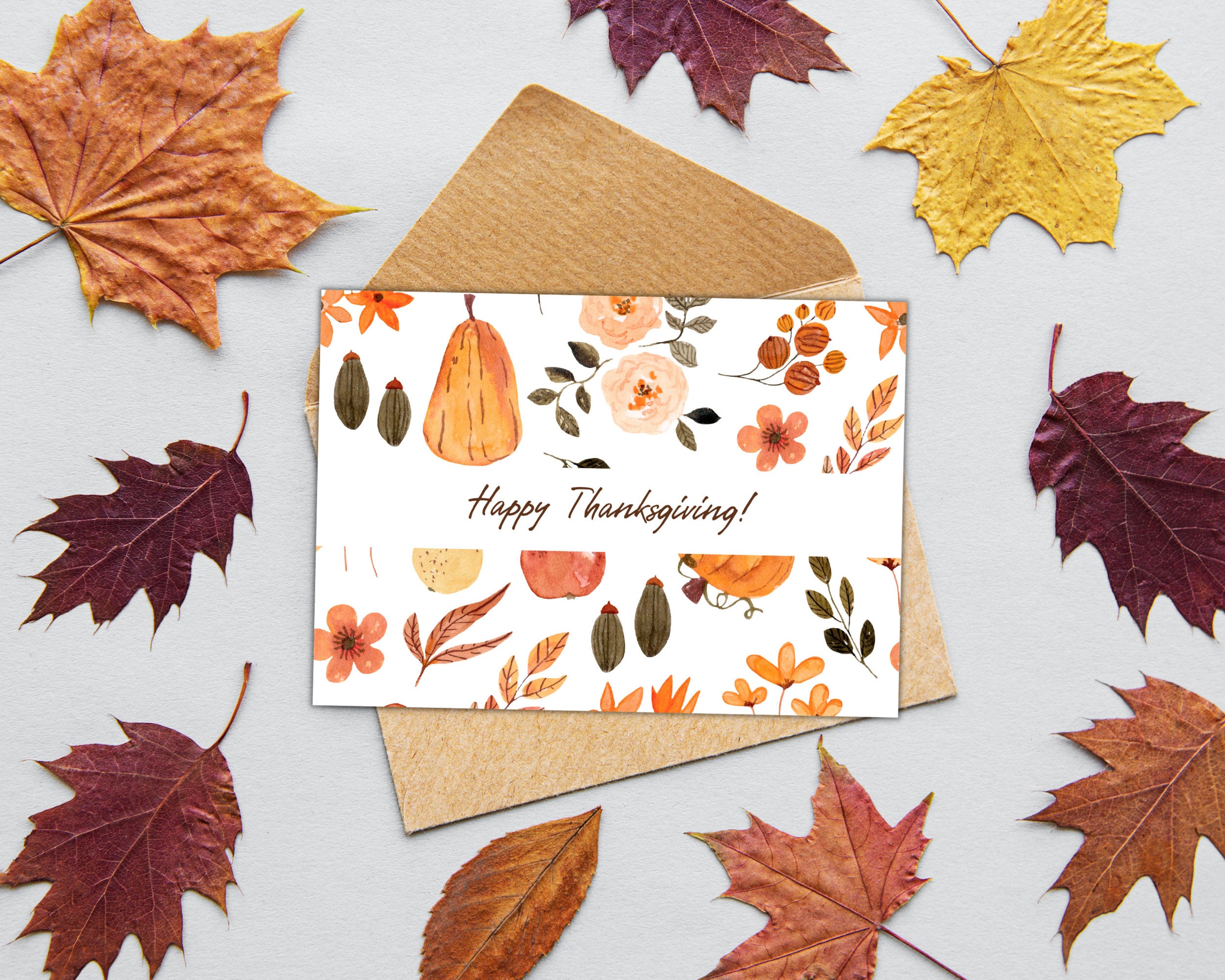 Printable Thanksgiving Card, Happy Thanksgiving Card, Fall Greeting ...