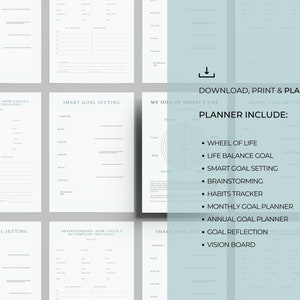Goal Planner Printable, Goal Journal, SMART Goal Setting, Vision Board ...