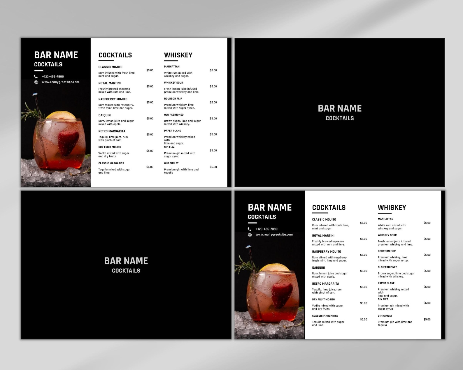 Cocktail Menu Template, Editable Drink Menu Template, Restaurant ...