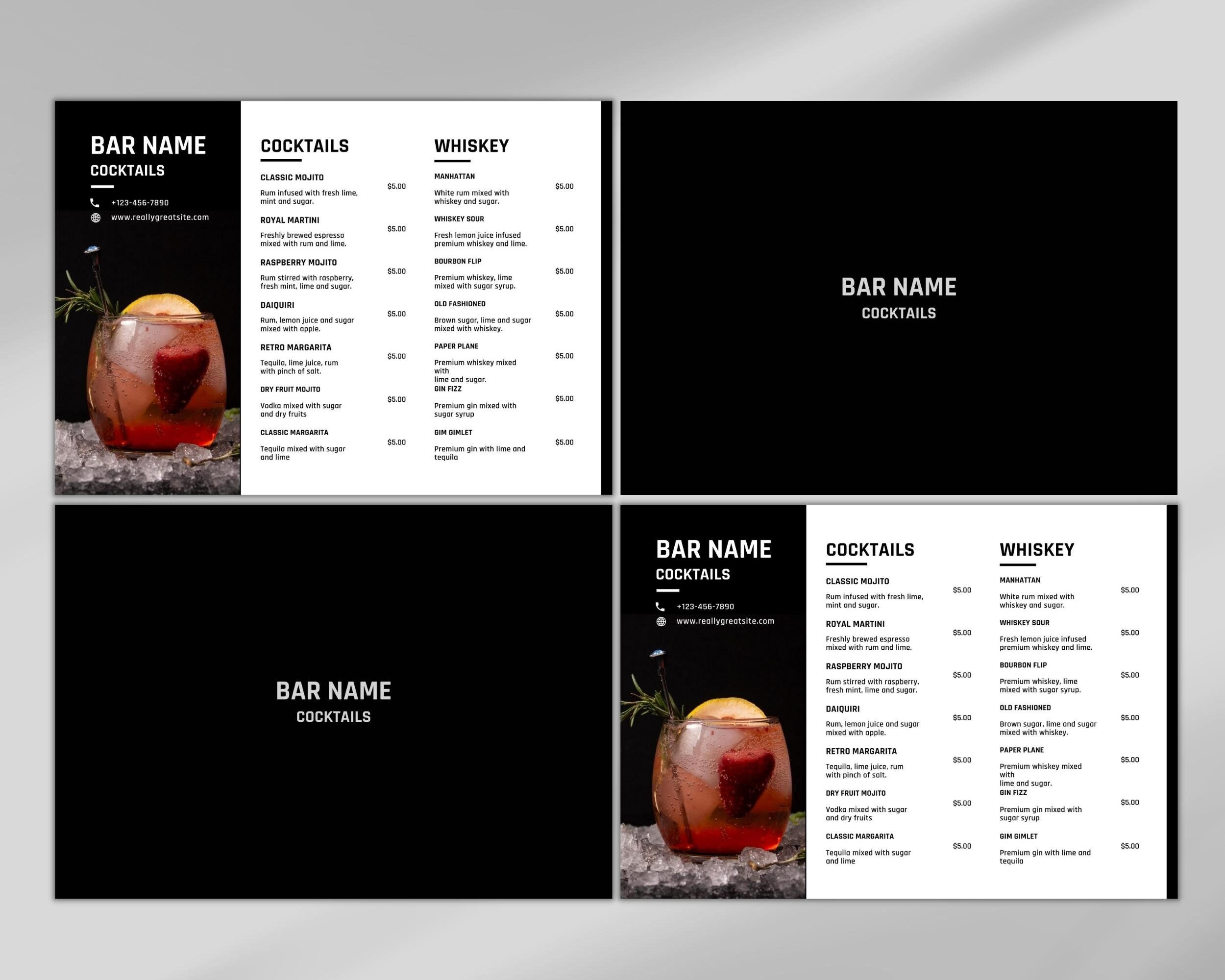 Cocktail Menu Template, Editable Drink Menu Template, Restaurant ...