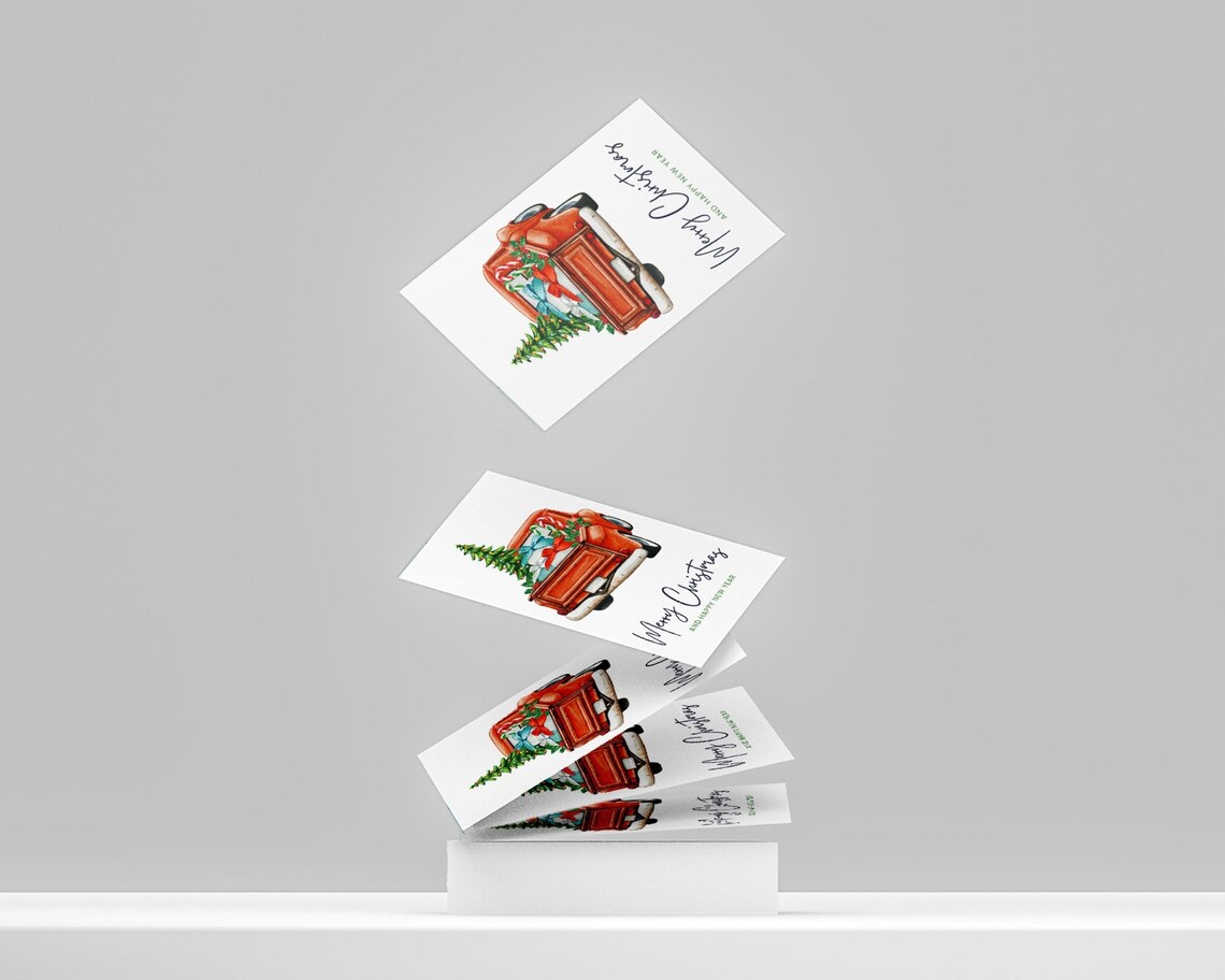 Printable Christmas Card, Xmas Card Printable, Christmas Card With Red ...