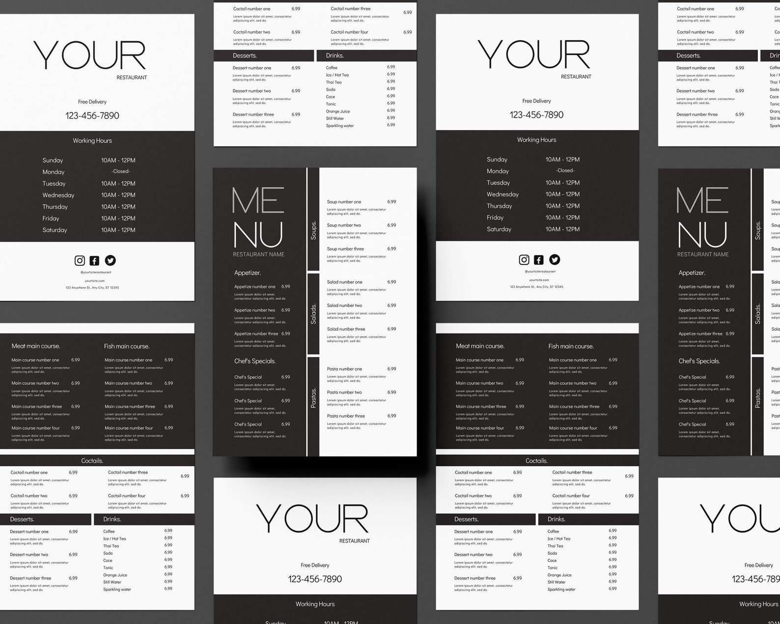 Restaurant Menu Template, Editable Food Menu Template, Restaurant Food ...