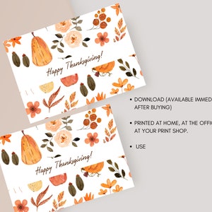 Printable Thanksgiving Card, Happy Thanksgiving Card, Fall Greeting ...