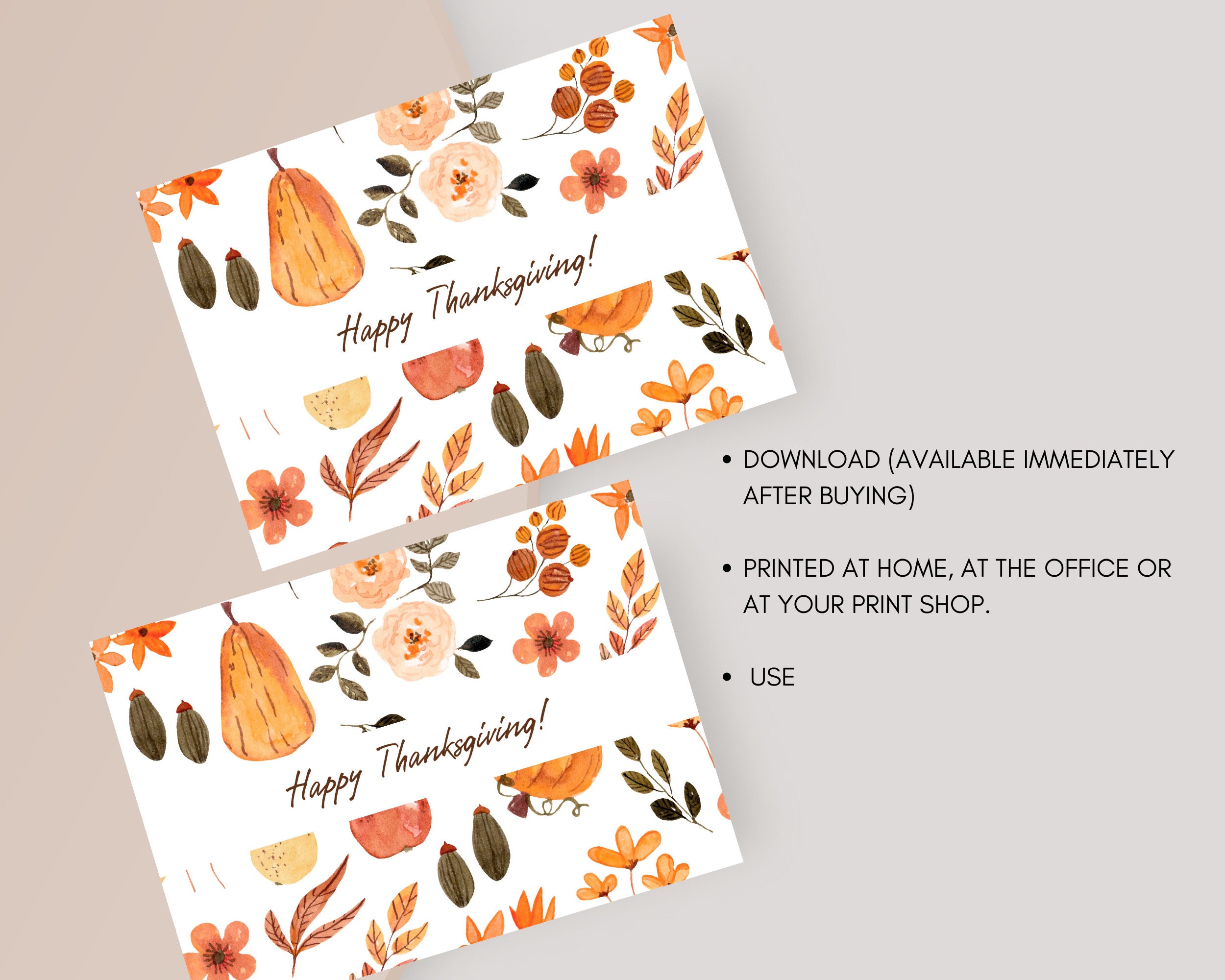 Printable Thanksgiving Card, Happy Thanksgiving Card, Fall Greeting ...