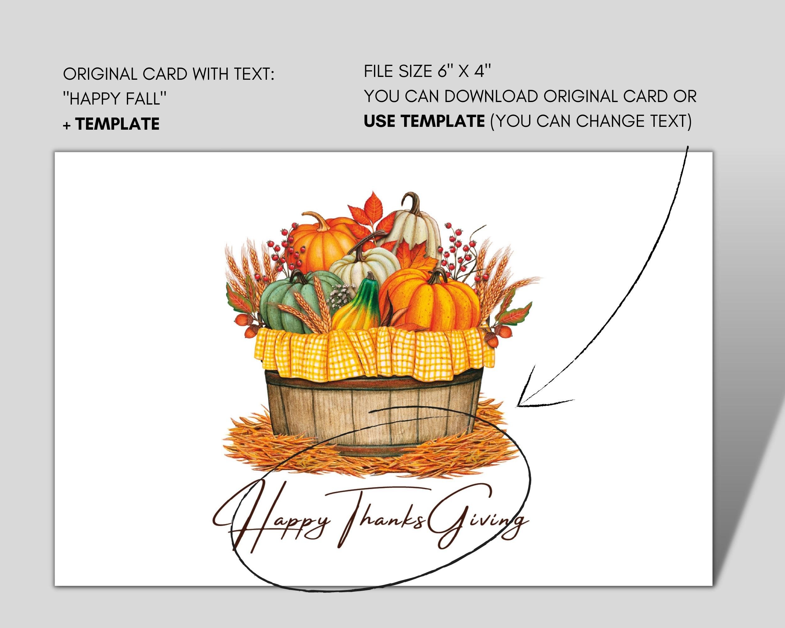 Printable Thanksgiving Card Template, Happy Thanksgiving Card, Fall ...