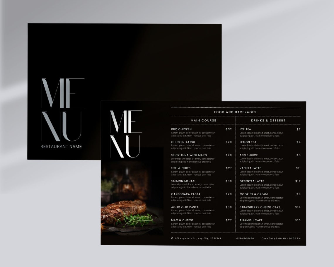 Restaurant Menu Template, Editable Food Menu Template, Restaurant Price ...