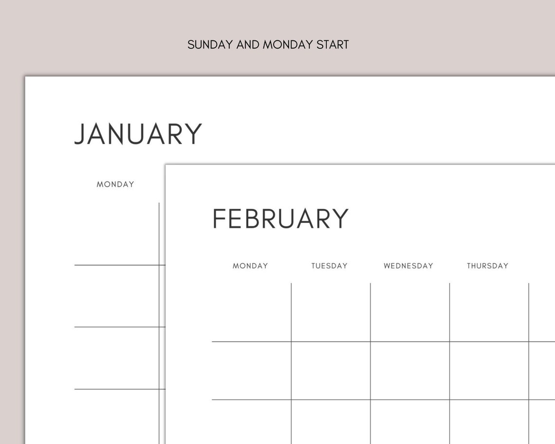 Onenote Printable Planner Printable Monthly Calendar 2022 - Etsy