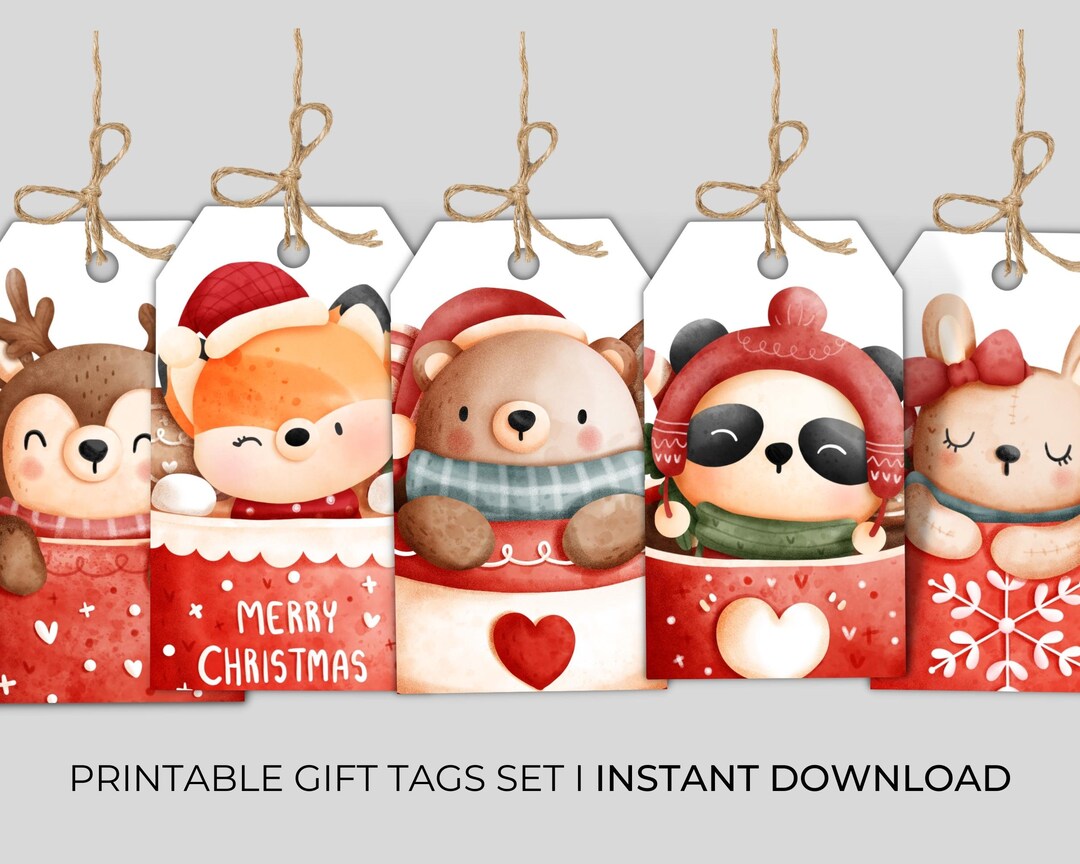 Christmas Gift Tags Printable, DIY Gift Tag, Christmas Tags Animals ...